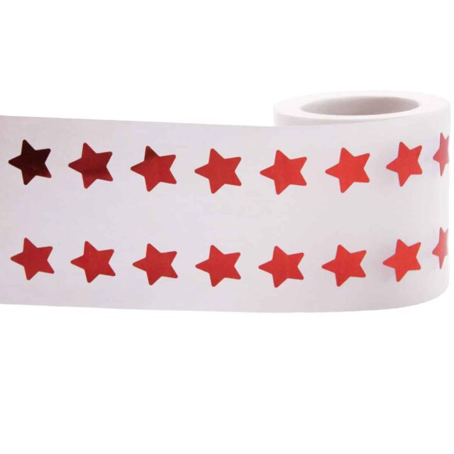 Small Red Holographic 1/2" Star Stickers - InStock Labels