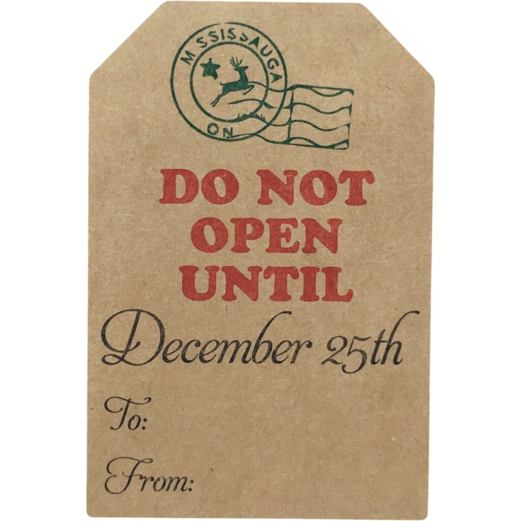 Do Not Open Until Christmas Adhesive Kraft Gift Tags | InStockLabels.com