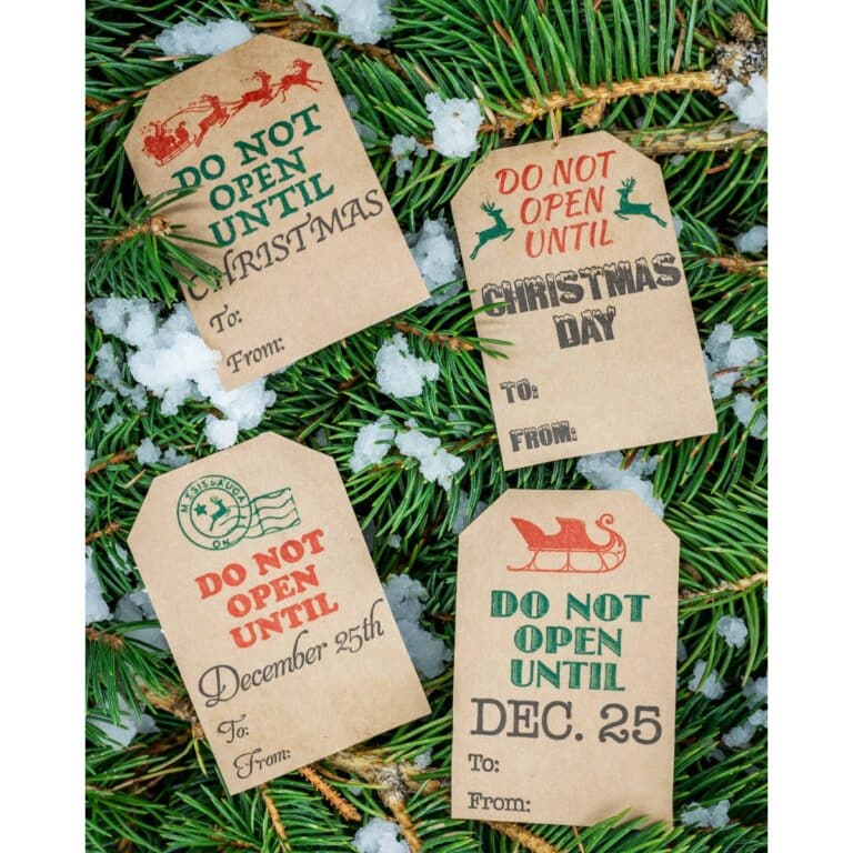 Do Not Open Until Christmas Adhesive Kraft Gift Tags | InStockLabels.com