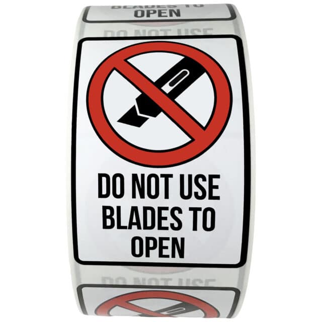 Do Not Use Blades To Open Warning Labels | InStockLabels.com
