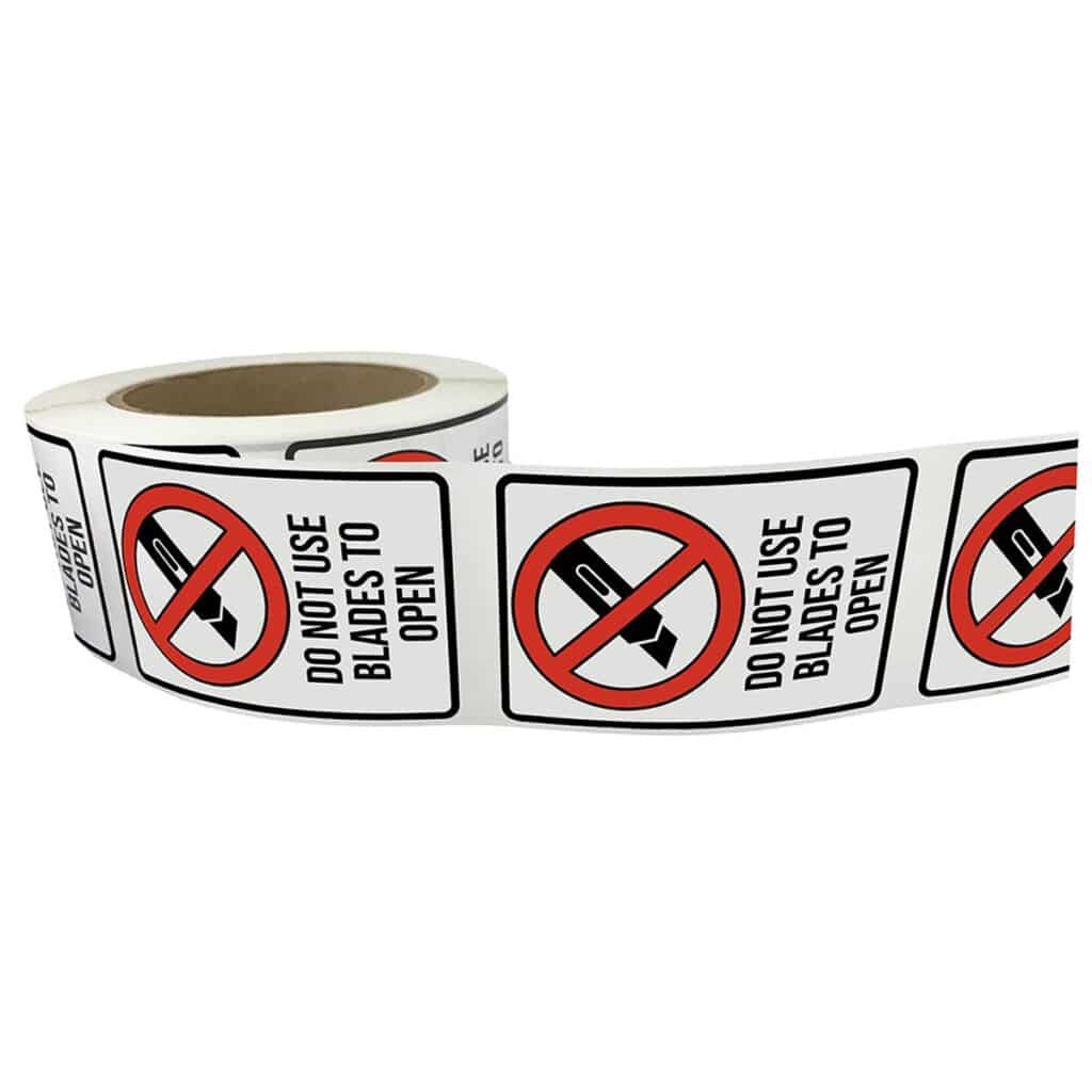 Do Not Use Blades To Open Warning Labels | InStockLabels.com