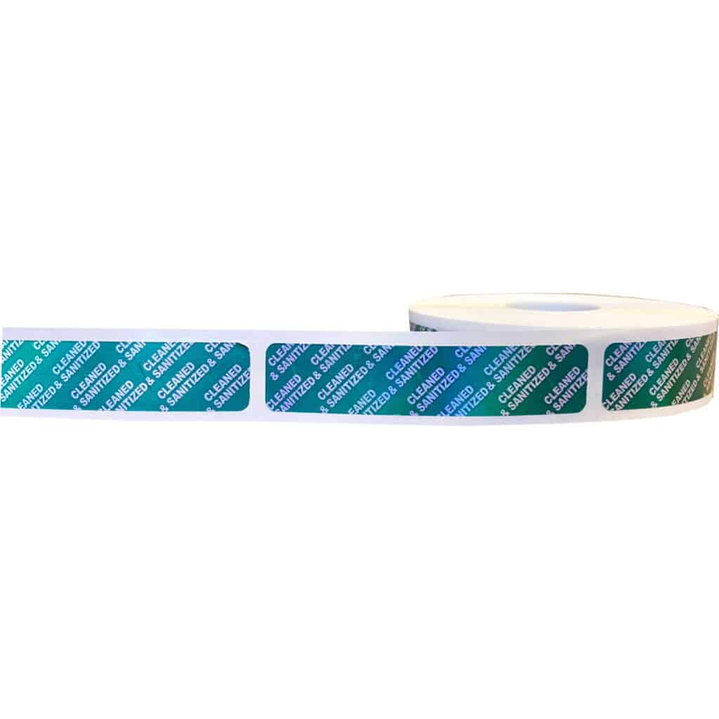 Green Cleaned And Sanitized Tamper Labels | 2" X 4" | InStockLabels.com