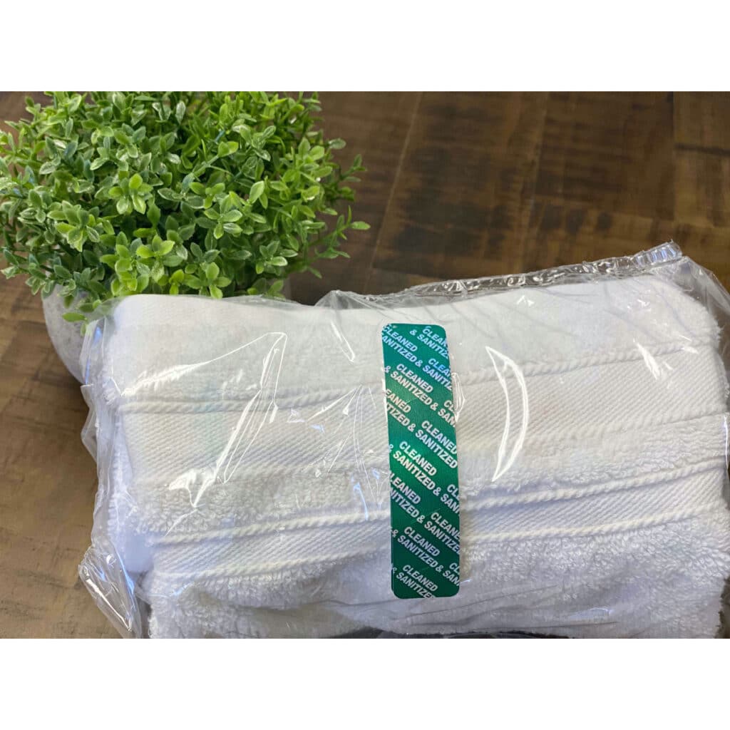 Green Cleaned And Sanitized Tamper Labels | 2" X 4" | InStockLabels.com