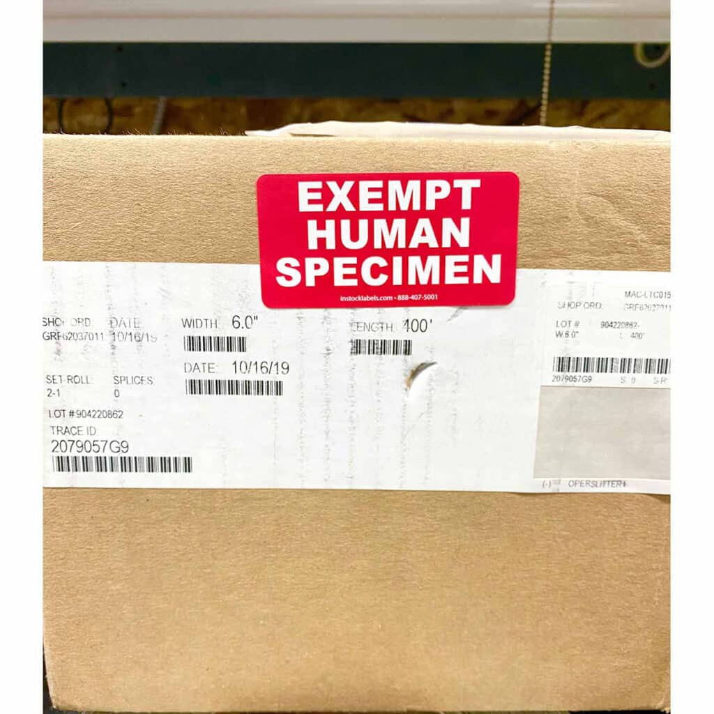 Exempt Human Specimen Warning Labels | 1.5" x 3" | InStockLabels.com