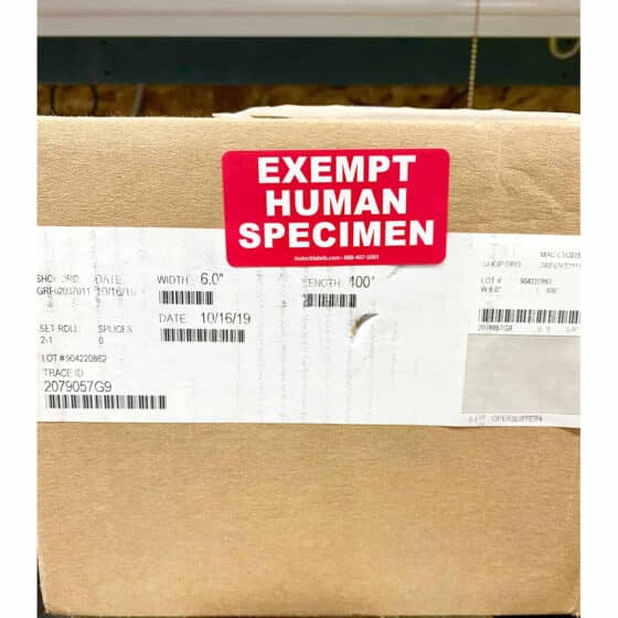 Exempt Human Specimen Warning Labels | 1.5" x 3" | InStockLabels.com