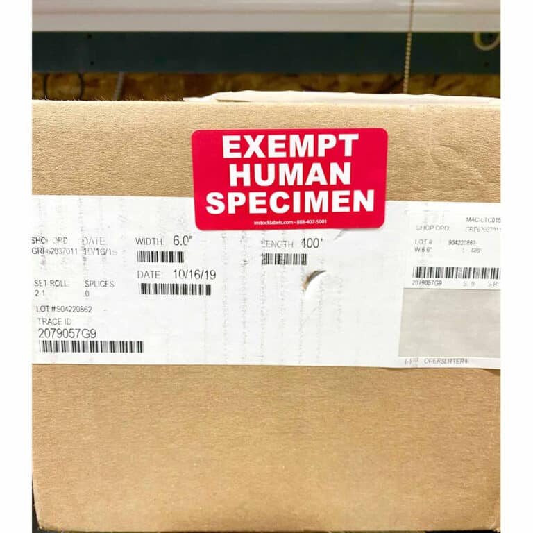 Exempt Human Specimen Warning Labels | 1.5" x 3" | InStockLabels.com