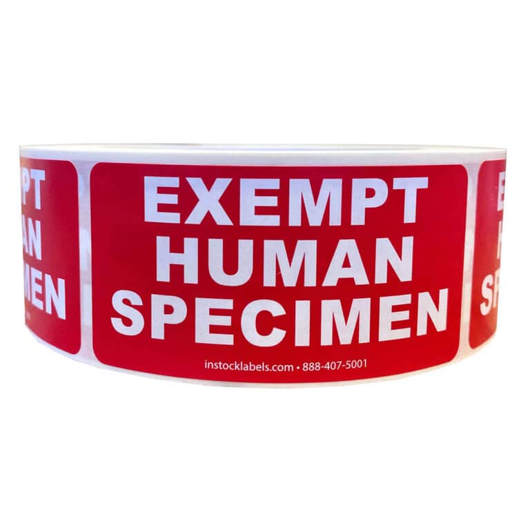Exempt Human Specimen Warning Labels | 1.5" x 3" | InStockLabels.com
