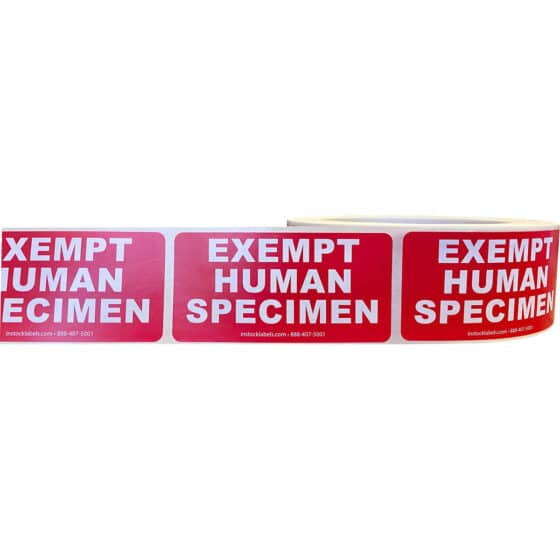 Exempt Human Specimen Warning Labels | 1.5" x 3" | InStockLabels.com