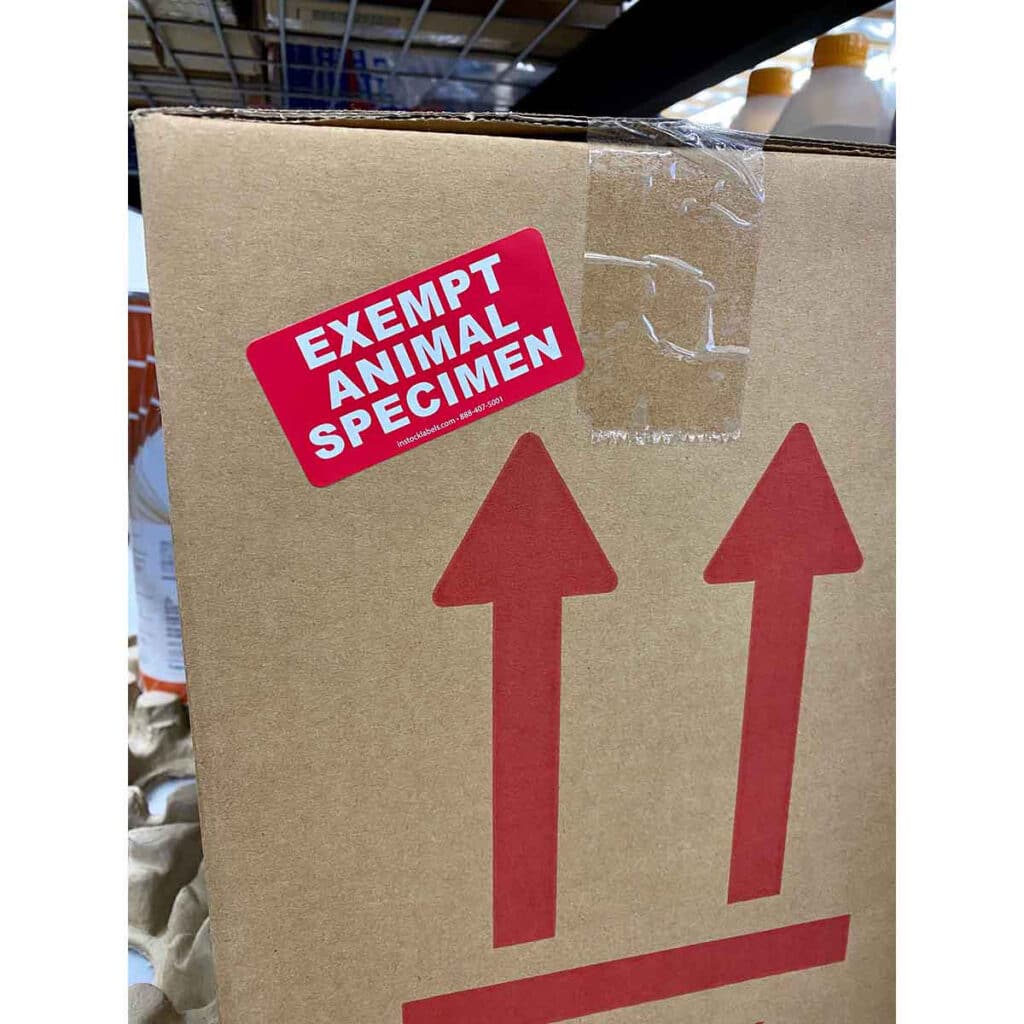 Exempt Animal Specimen Warning Labels | 1.5" x 3" | InStockLabels.com
