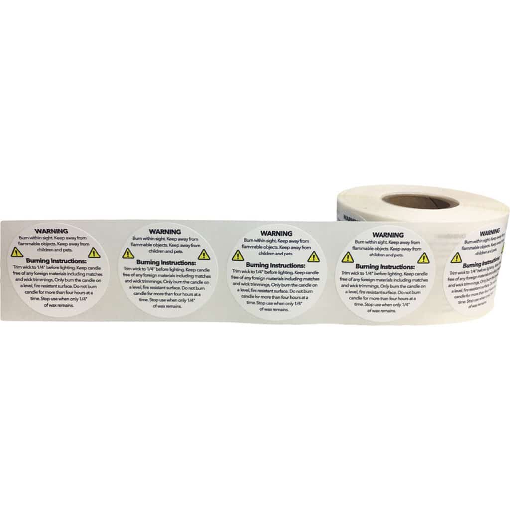 Candle Warning Burning Instruction Labels InStockLabels.com
