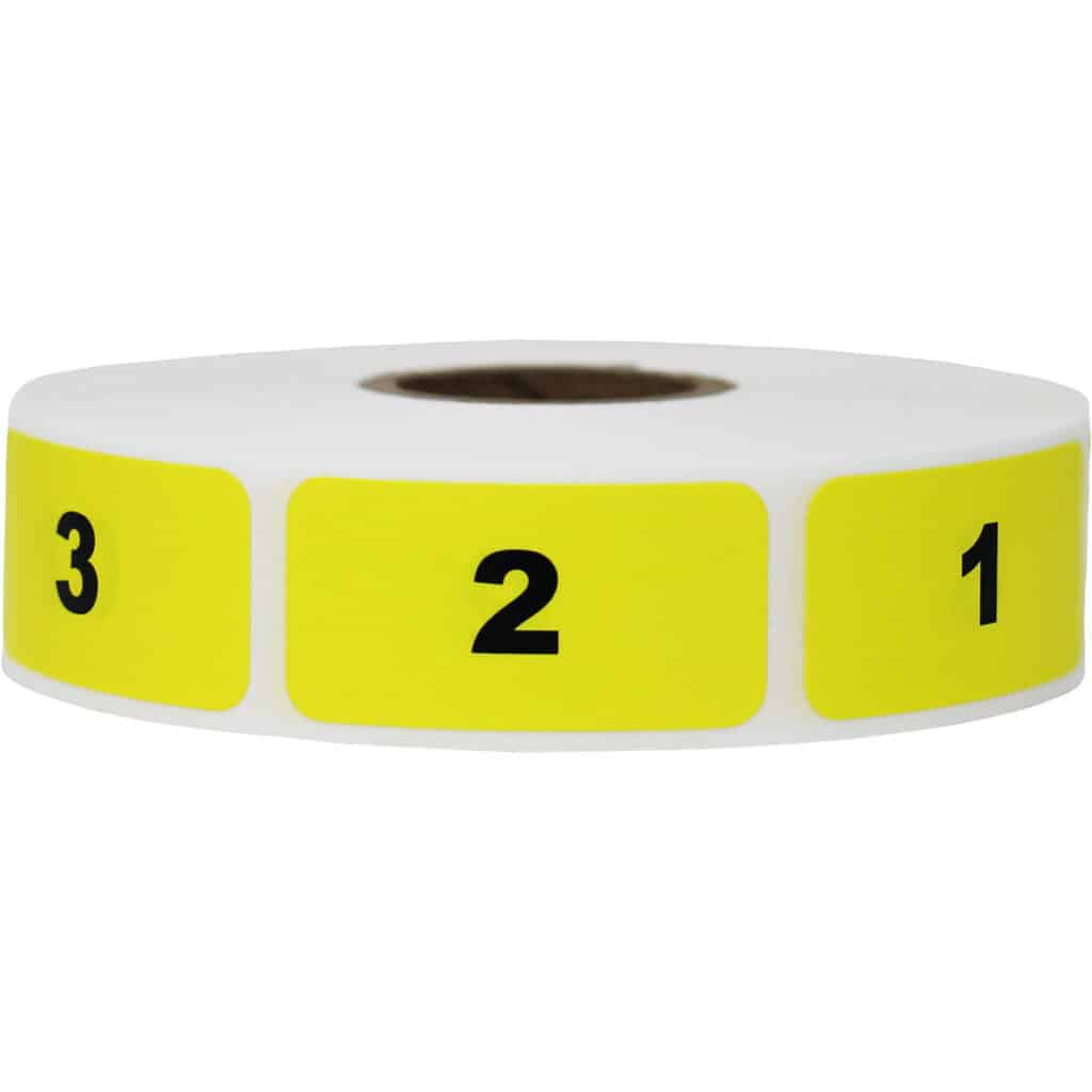 1-1000 Consecutive Number Labels | 0.75 x 1.5" Yellow | InStockLabels.com