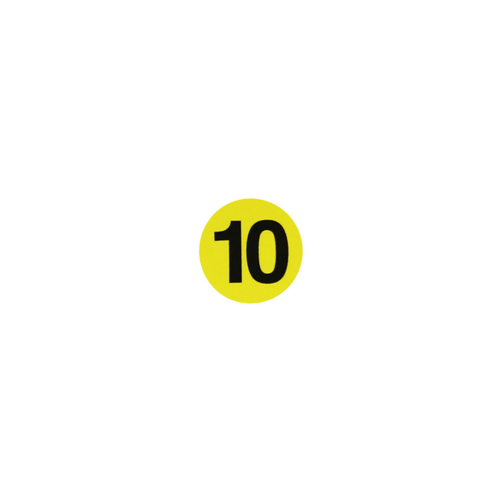 Number 10 Labels - Yellow and Black Small 1/2″ Round - InStock Labels