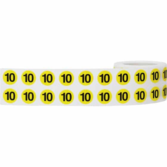 Number 10 Labels - Yellow and Black Small 1/2″ Round - InStock Labels