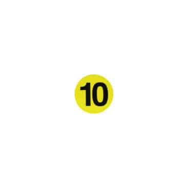 Number 10 Labels - Yellow and Black Small 1/2″ Round - InStock Labels