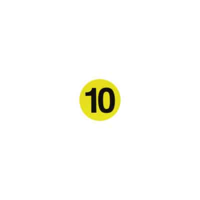 Number 10 Labels - Yellow and Black Small 1/2″ Round - InStock Labels