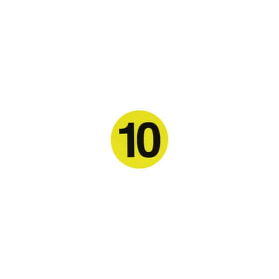 Number 10 Labels - Yellow and Black Small 1/2″ Round - InStock Labels