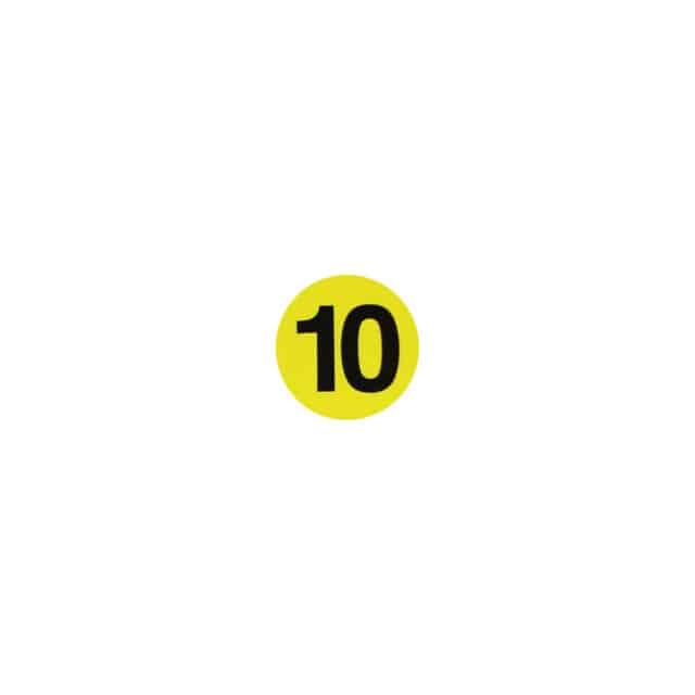 Number 10 Labels - Yellow and Black Small 1/2″ Round - InStock Labels