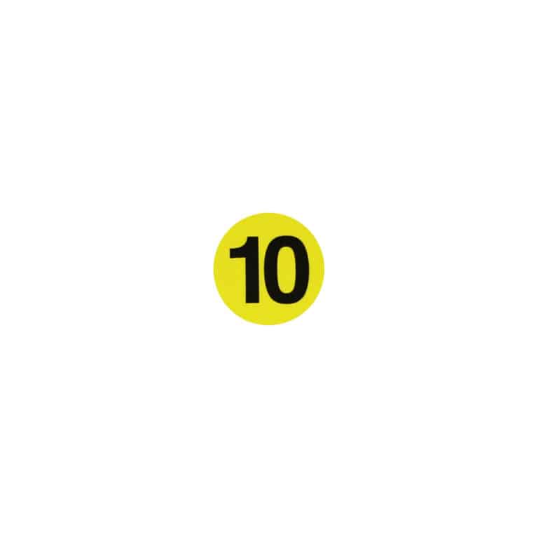 Number 10 Labels - Yellow and Black Small 1/2″ Round - InStock Labels
