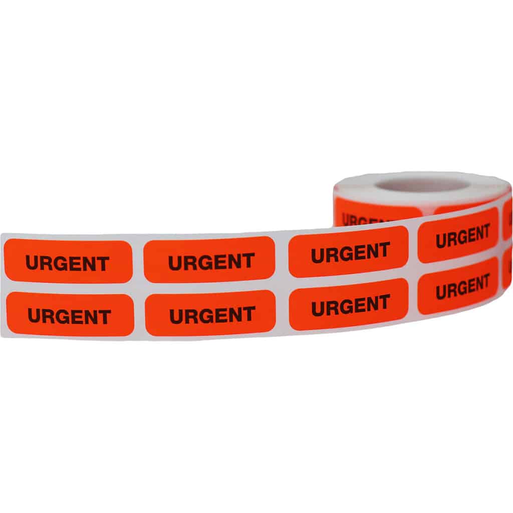 Urgent Rectangle Warning Labels - 0.5" x 1.5" - InStockLabels.com