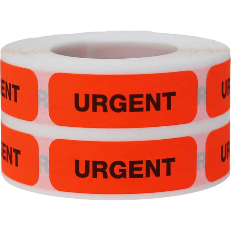 Urgent Rectangle Warning Labels - 0.5" x 1.5" - InStockLabels.com