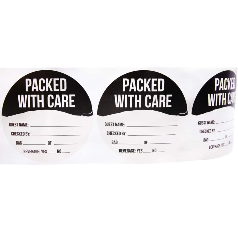 Packed with Care Food Delivery Labels | Writable | InStockLabels.com