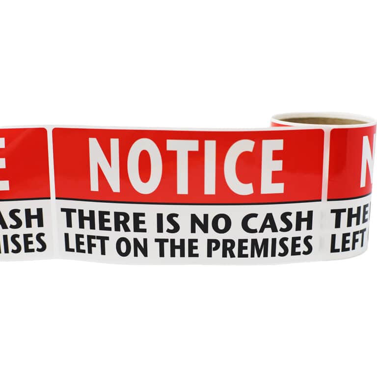 Notice: There is no cash on the premises Labels - InStockLabels.com