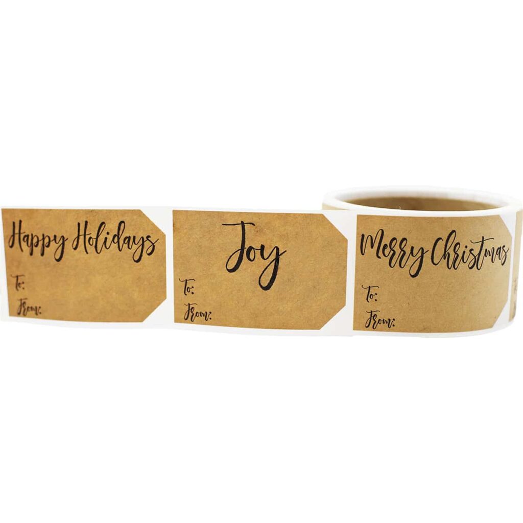 Natural Kraft Happy Holidays Gift Tags | InStockLabels.com