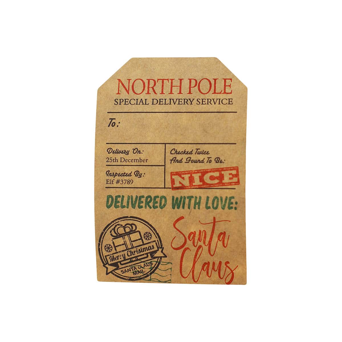 Santas North Pole Christmas Gift Tags Kraft | InStockLabels.com