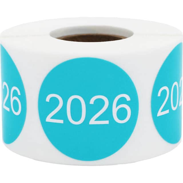 Year 2026 Stickers | 1.5" Round - Teal - InStockLabels.com