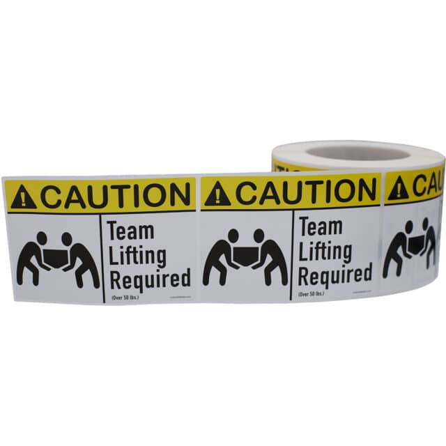 Caution Team Lifting Required Warning Labels - InStock Labels
