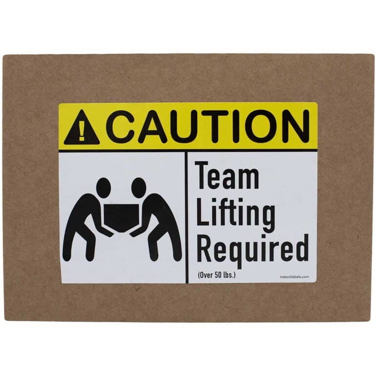 Caution Team Lifting Required Warning Labels - InStock Labels