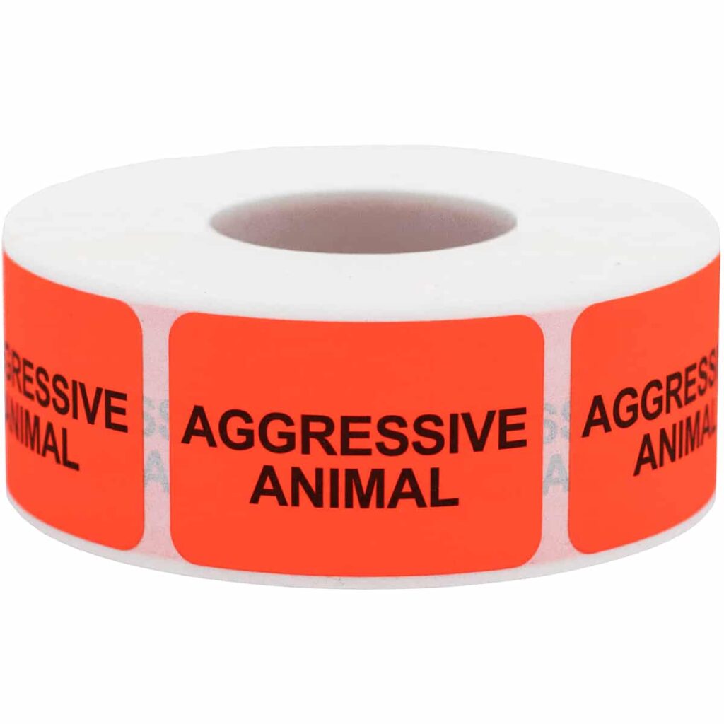 Aggressive Animal Veterinarian Labels - InStockLabels.com