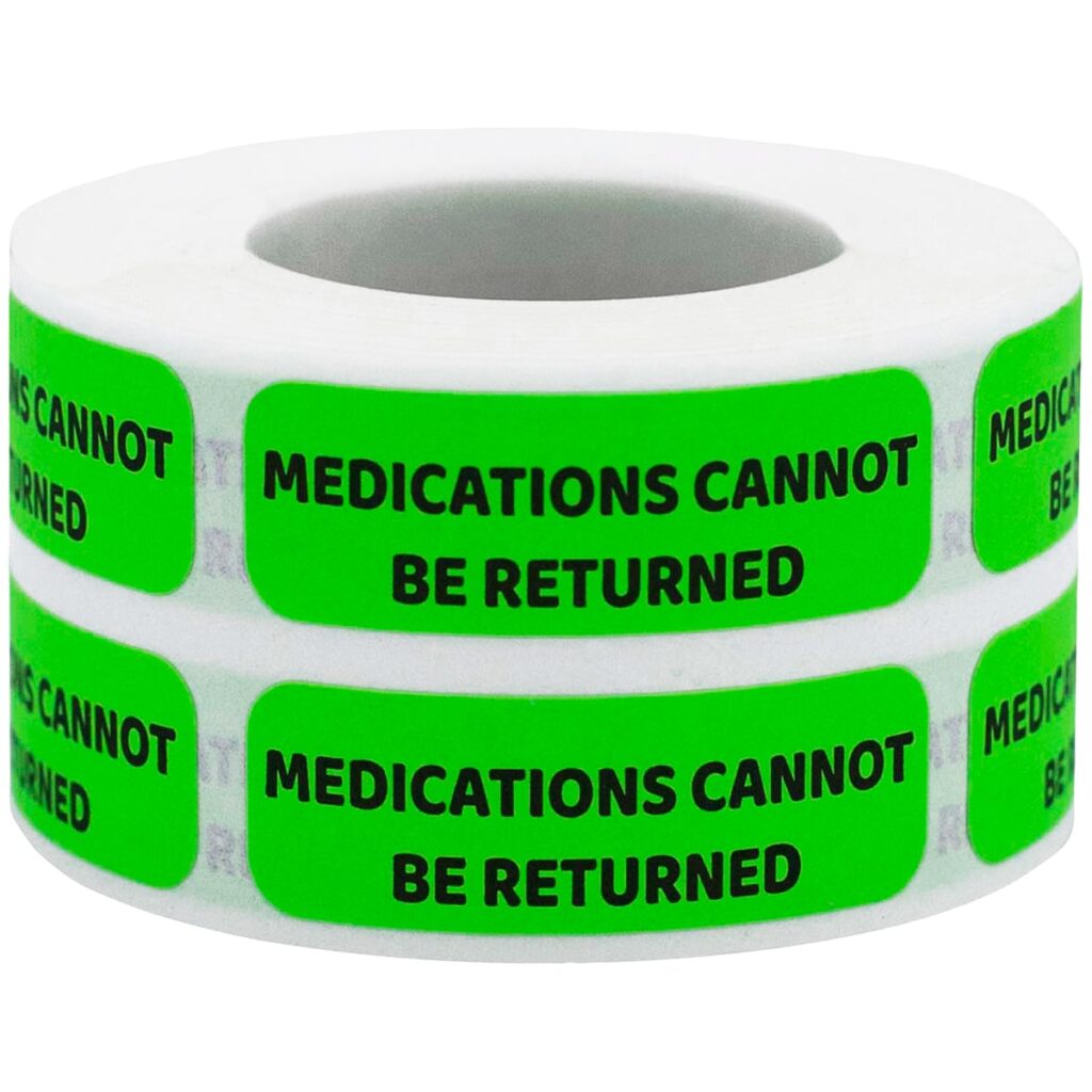 Medications Cannot Be Returned Pharmacy Labels - InStockLabels.com