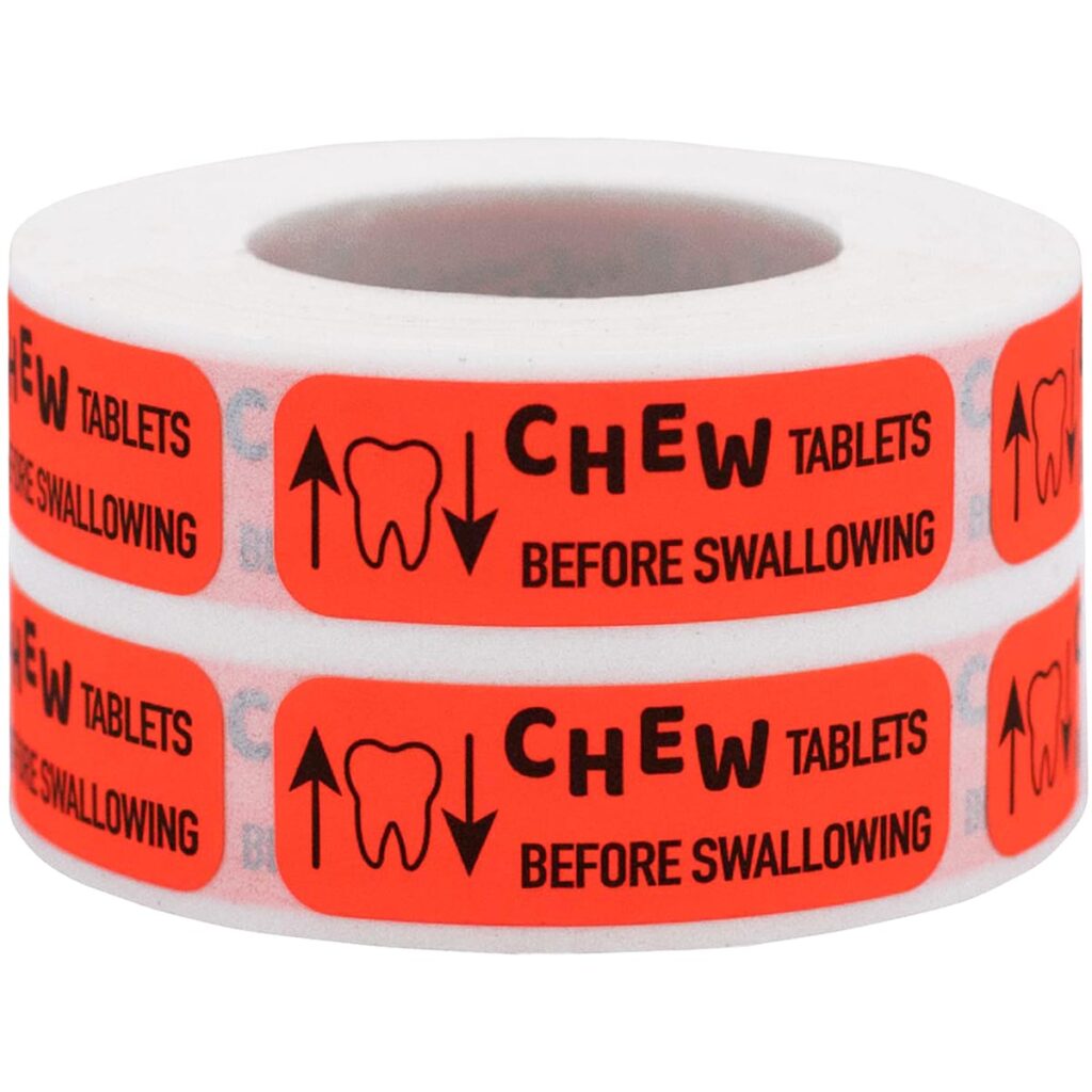 Chew Tablets Before Swallowing - Warning Labels - InStockLabels.com