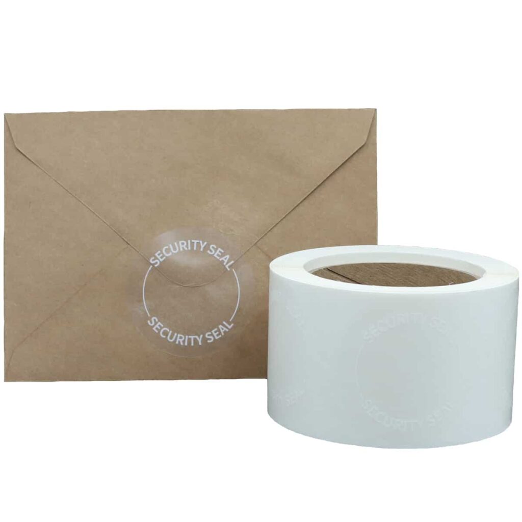 Clear Security Seal 2.5" Round | White Print on Clear Labels