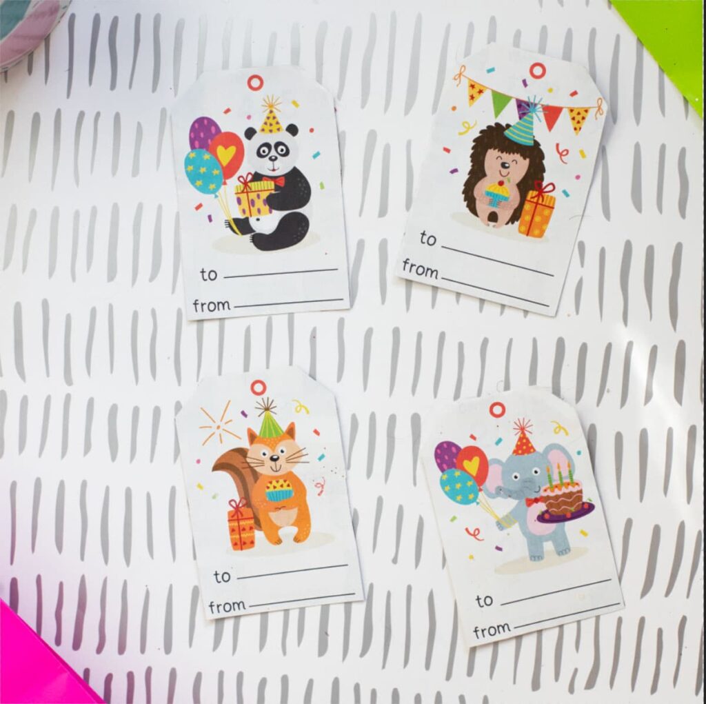 Lil' Animal Happy Birthday Adhesive Gift Tags InStockLabels.com