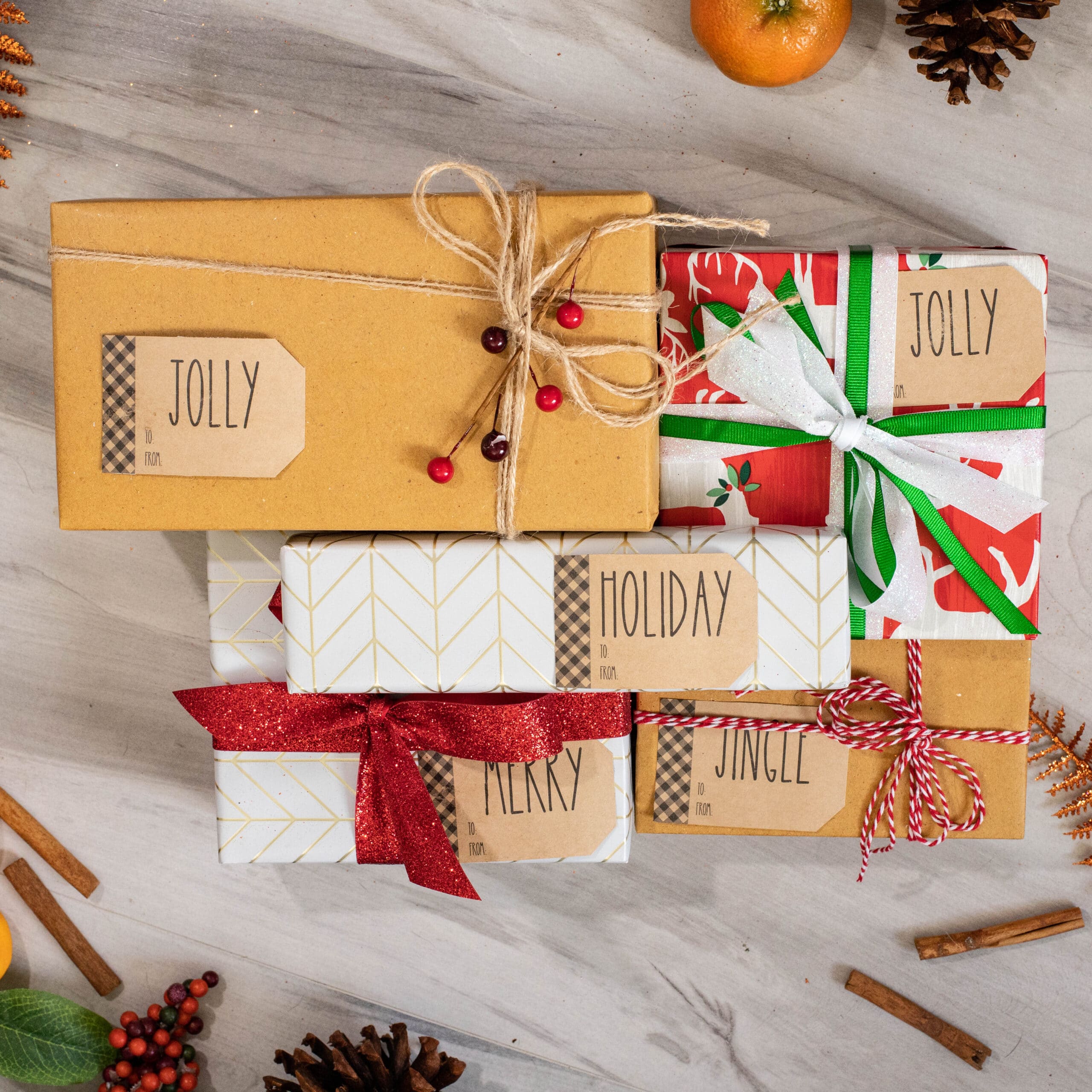 Rustic Farmhouse Style Christmas Gift Tag Stickers - InStockLabels.com