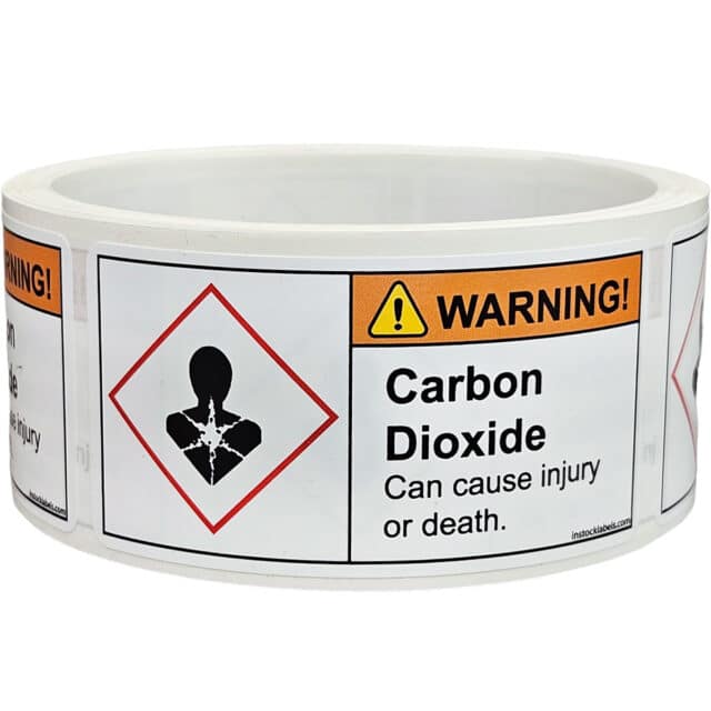 Carbon Dioxide Warning Labels Weatherproof | InStockLabels.com