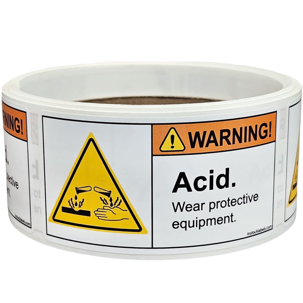 Acid Hazard Warning Labels Weatherproof | InStockLabels.com