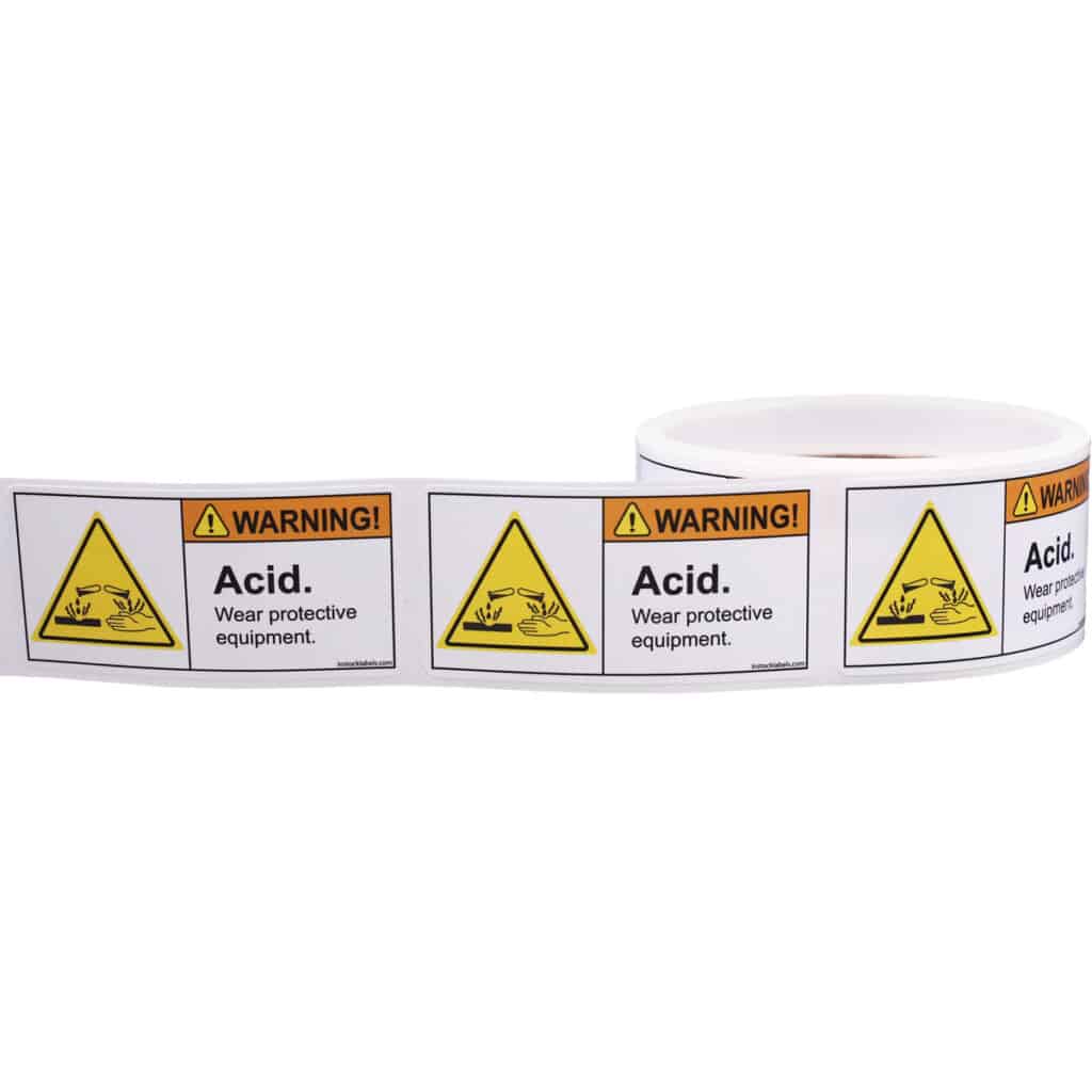 Acid Hazard Warning Labels Weatherproof | InStockLabels.com