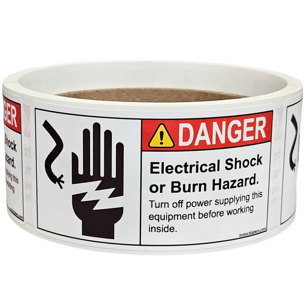 Electrical Shock or Burn Hazard ANSI Danger Labels QTY 100 ...