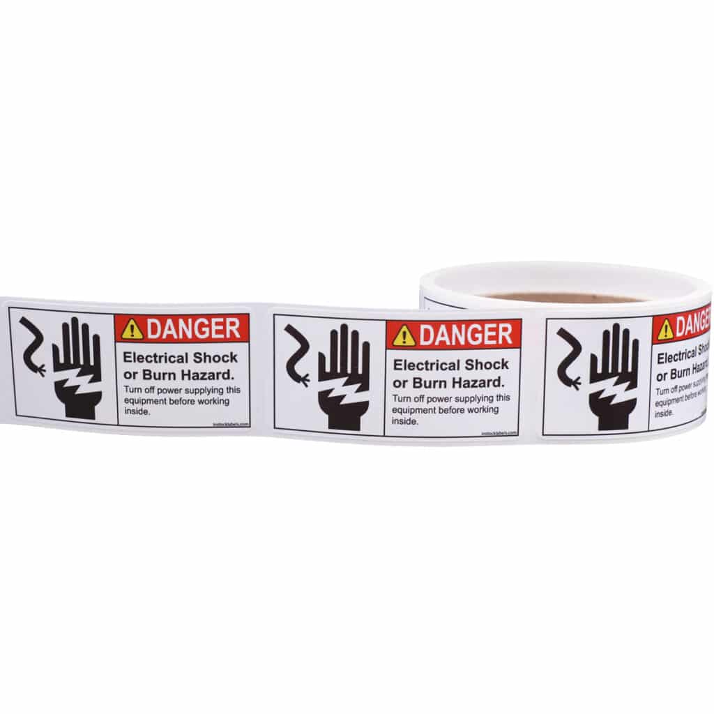Electrical Shock or Burn Hazard ANSI Danger Labels QTY 500 ...