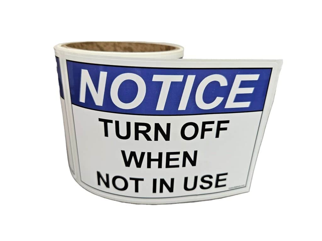 Notice Turn Off When Not in Use Labels - Energy Conservation ...