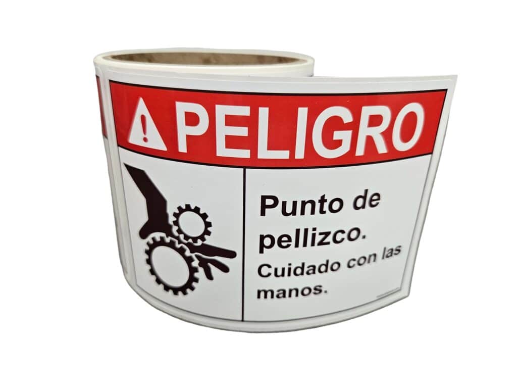 Danger Pinch Points Spanish Labels - Multilingual Safety | InStockLabels