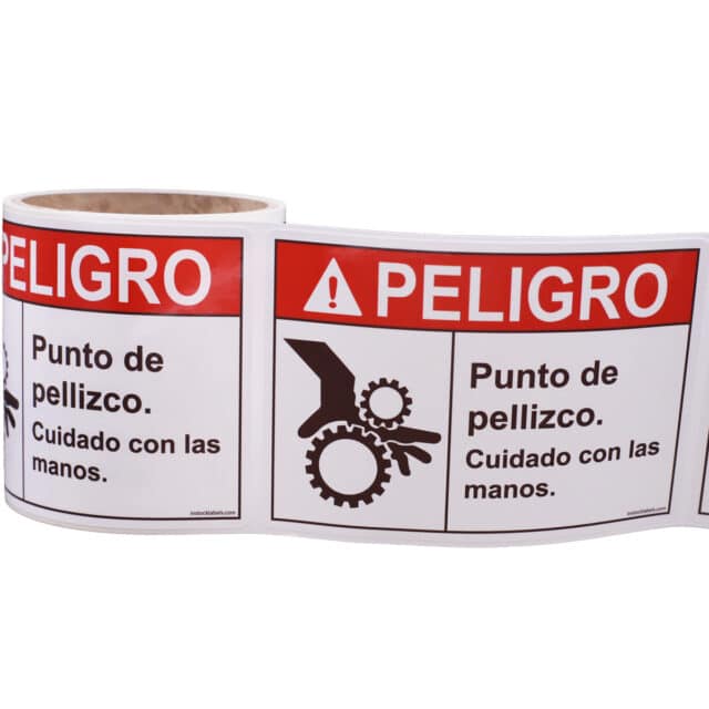 Danger Pinch Points Spanish Labels - Multilingual Safety | InStockLabels