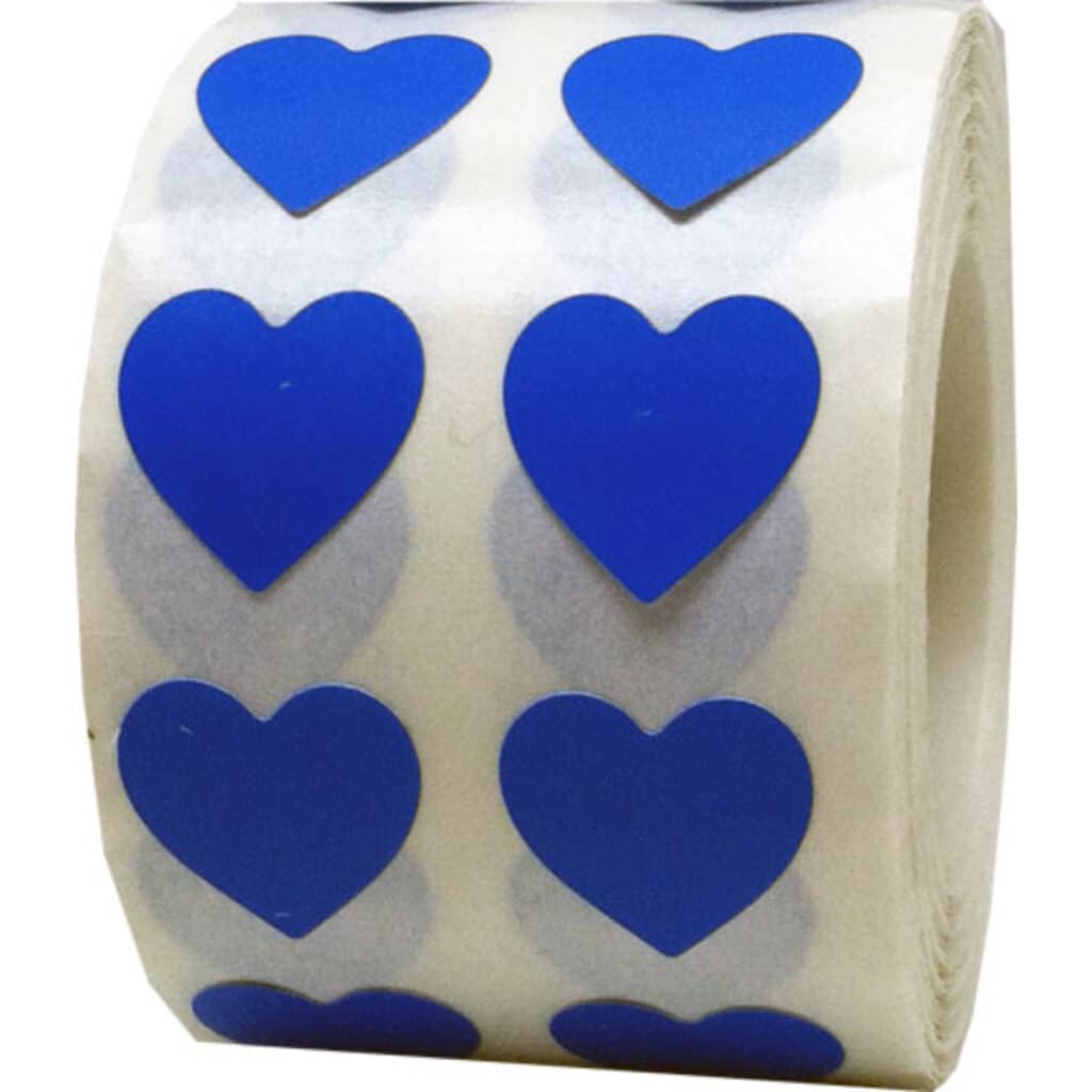 Small Blue Heart 1/2" Round Sticker 1,000 Count - InStock Labels