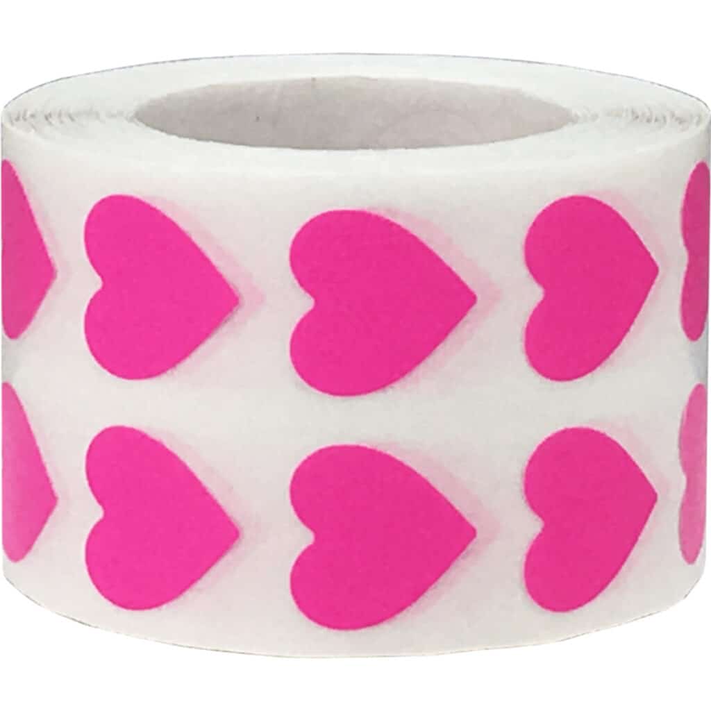 Small Hot Pink Heart Stickers 1/2" Round | 1,000/Rolll | InStockLabels.com