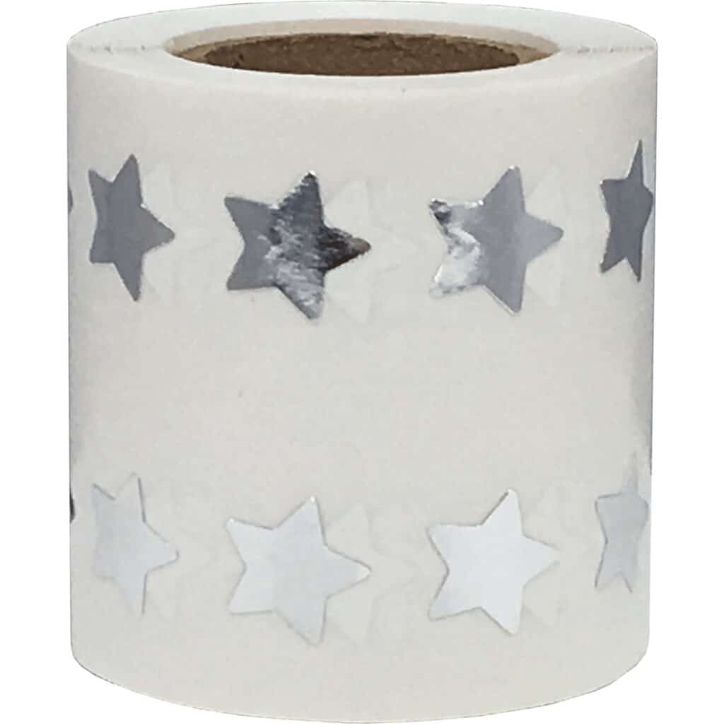 Small Metallic Silver Star Stickers | 1/2" Star Shape | InStockLabels.com