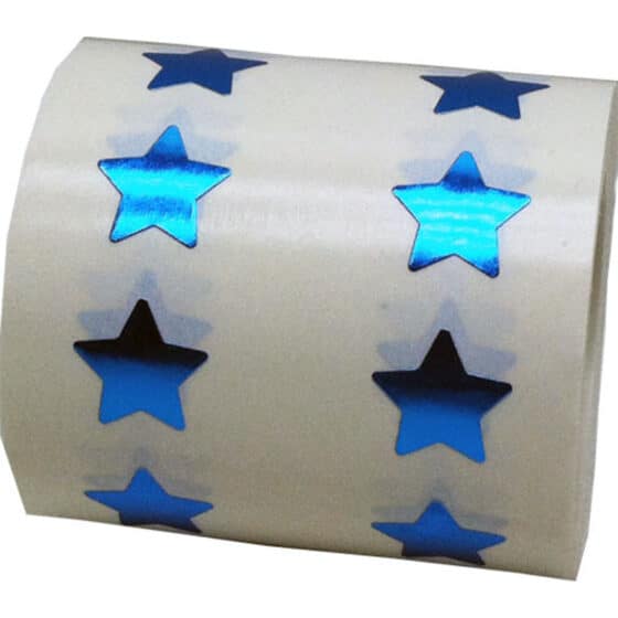 Small Metallic Blue Star Stickers | 1/2" Star Shape | InStockLabels.com