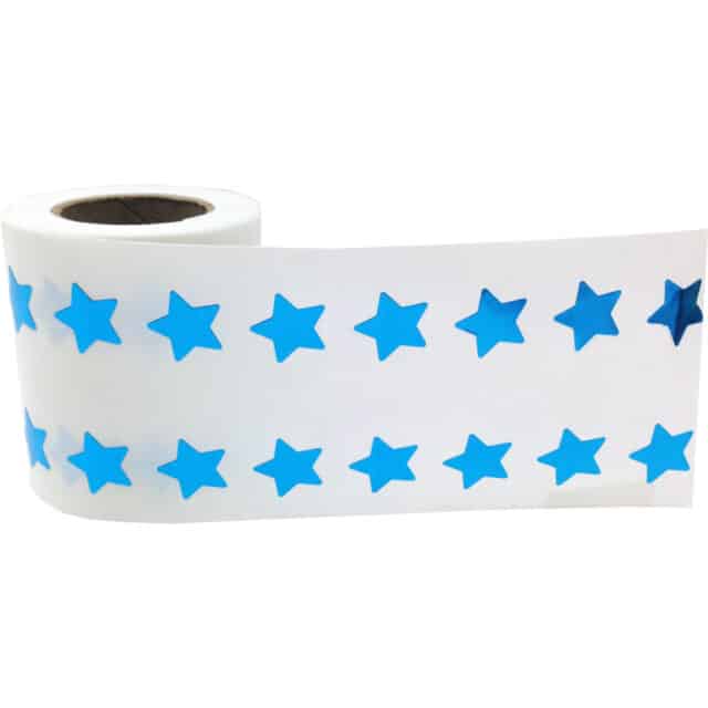 Small Metallic Blue Star Stickers | 1/2" Star Shape | InStockLabels.com